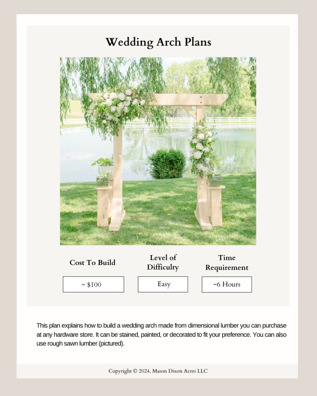 Wedding Arch Plans – Mason Dixon Acres